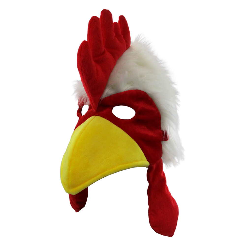 Adult Fuzzy Chicken Hat With Gizzard Rooster Hat Mask Costume Accessory ...