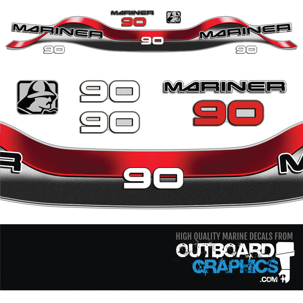 Mariner 90hp 2 stroke outboard decals/sticker kit | eBay