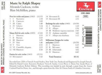 MUSIC BY RALPH SHAPEY NEW CD 44747290027| eBay