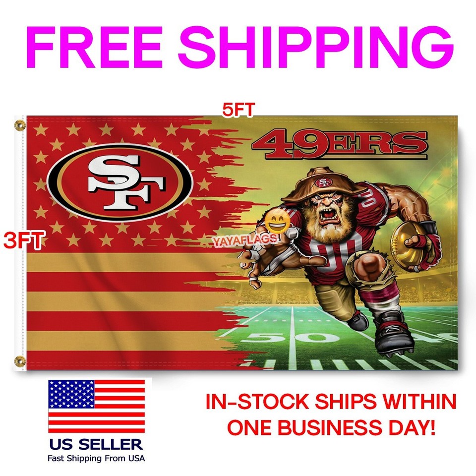 San Francisco 49ers 3x5 ft Flag Banner NFL Wall Decor Banner FREE ...