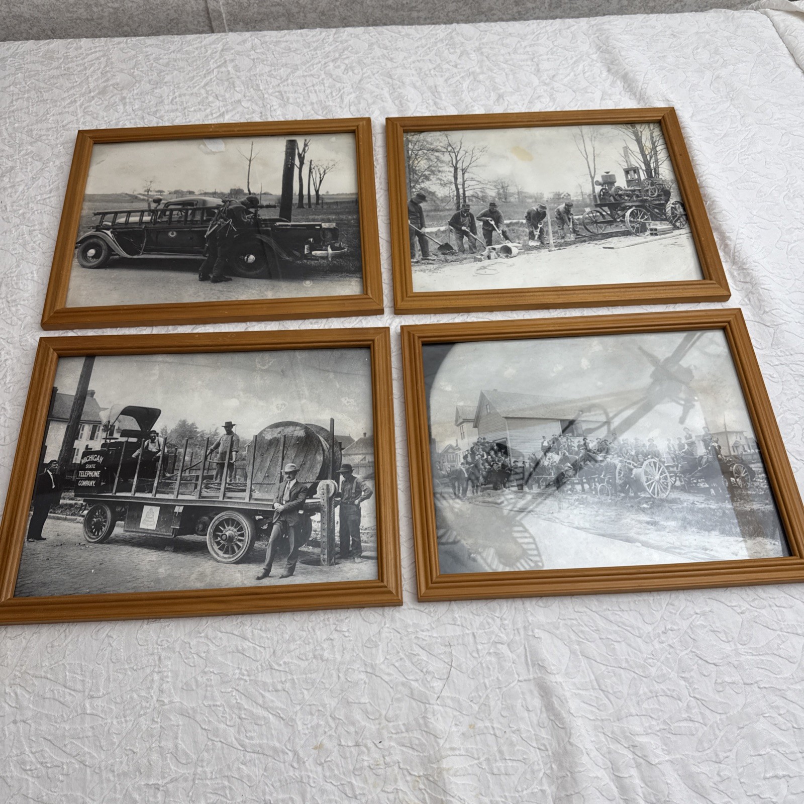 1900s Michigan Bell Telephone Company Working Men Steam Engine Truck ...