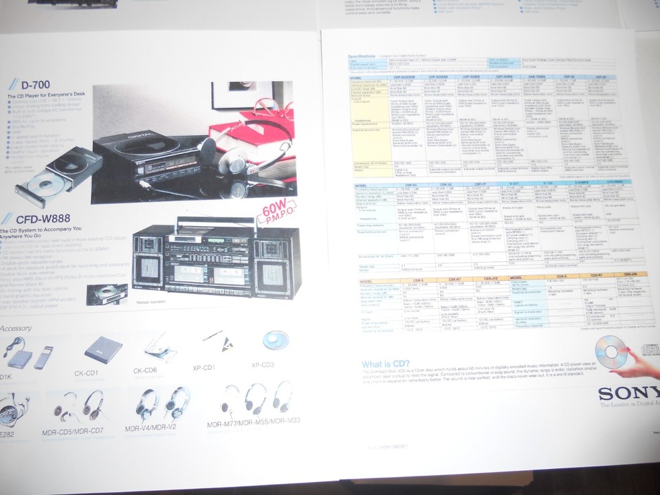 Sony 1986 CD Compact Disc Brochure 10 pgs,Articles+Info+Specs CDP-35 ...