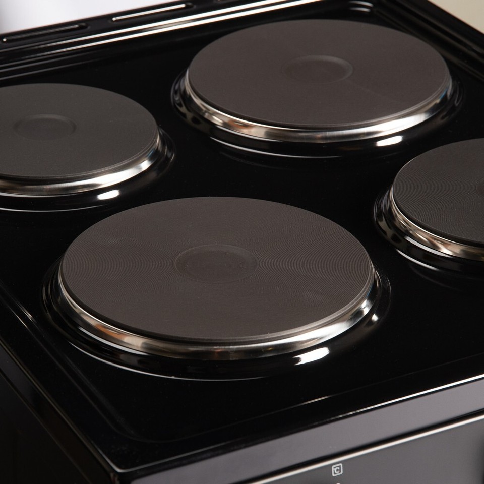Cookology Electric Cooker 50cm, Single Oven, Solid Plate Hob - Black ...