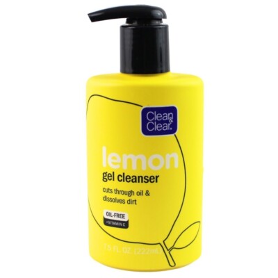 Clean & Clear Brightening Gel Facial Cleanser w/ Vitamin C, Lemon ...