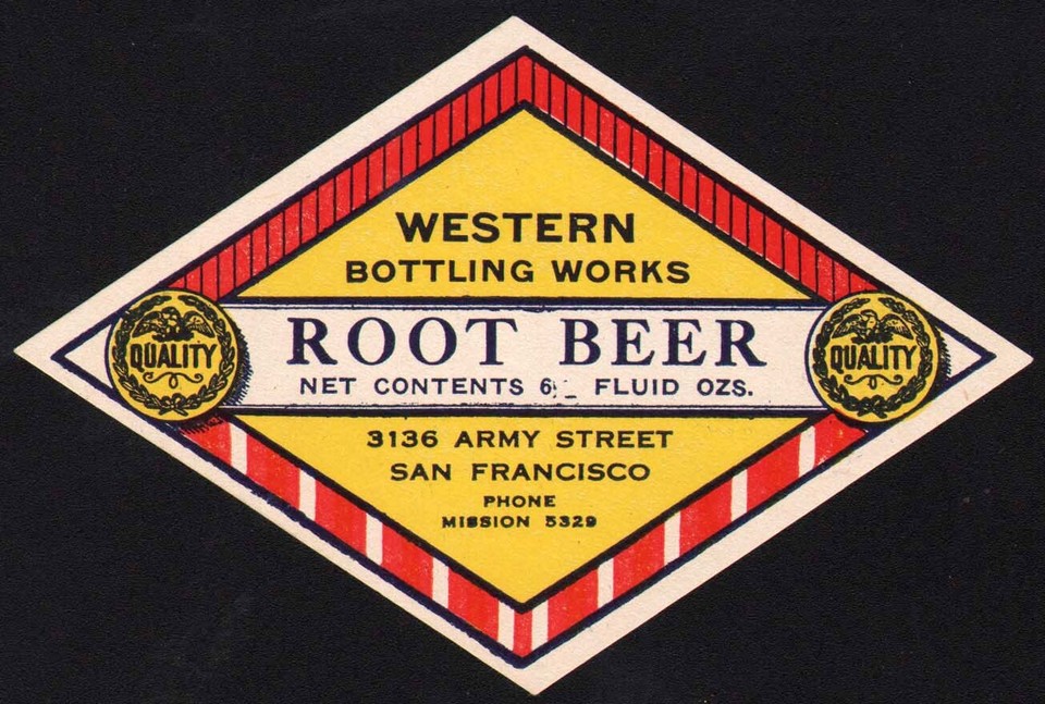 Vintage soda pop bottle label WESTERN ROOT BEER San Francisco ...