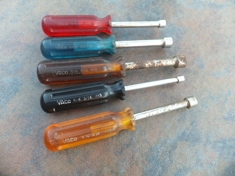 Set of 5 VACO Nut Driver Tools S-14 7/16, S-12 3/8, S-10 5/16, S-8 1/4 ...