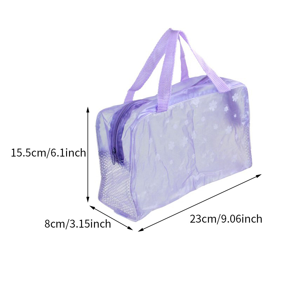 Clear Waterproof PVC Pouch For Traveling Toiletry Bag Flower Print ...