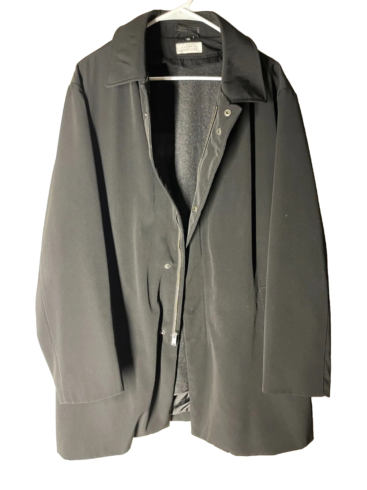 🔥 Barneys New York Trench Rain OverCoat Mens 44R Bla… - Gem