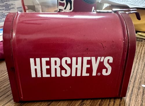 HERSHEY'S CHOCOLATE MAILBOX Red Metal Collectible Storage Vintage | eBay