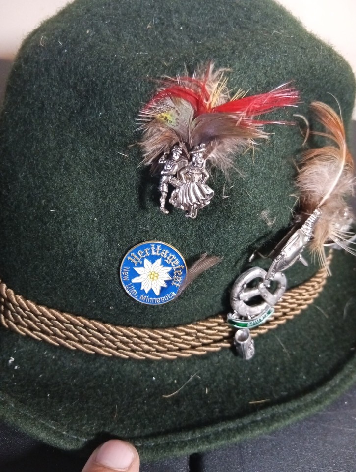 Vintage Mayser German Fedora wool hat Lot with 10 Pins. Free Shipping H ...