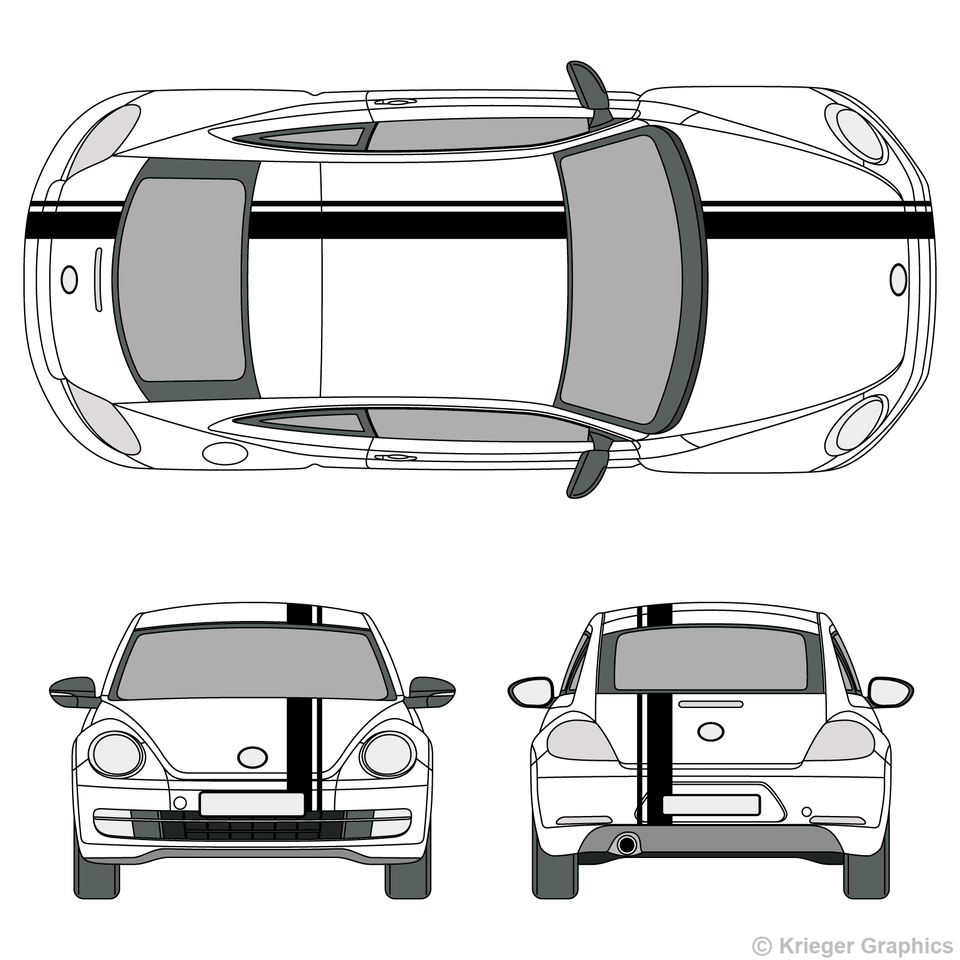 Offset Rally Racing Stripes 3M Vinyl Stripe Decals for Volkswagen ...