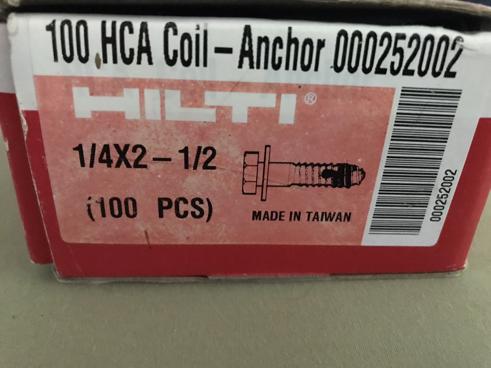 Hilti HCA Reusable Coil Anchor - 1/4" x2-1/2" - 252002 - Box of 100 for ...