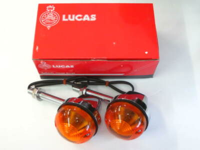 Genuine Lucas Turn Signal Set 54057553 short stem Blinker Triumph BSA ...