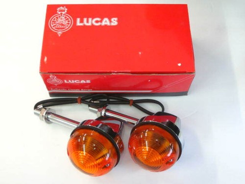 Genuine Lucas Turn Signal Set 54057553 short stem Blinker Triumph BSA ...