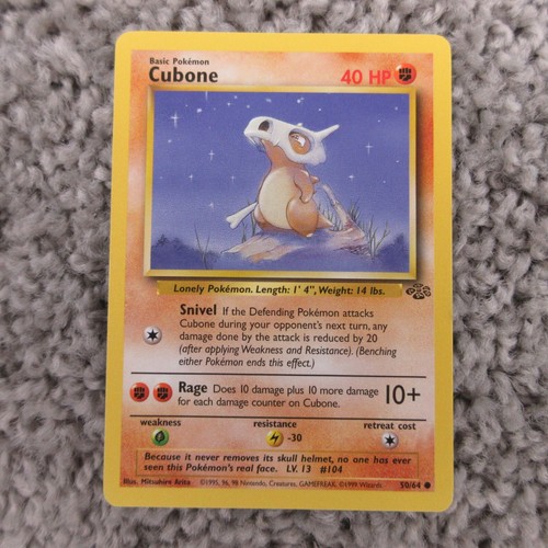 Cubone 50/64 Jungle Unlimited Pokemon TCG Card Vintage WOTC Common NM ...
