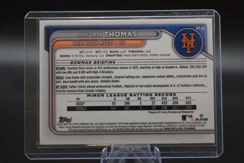Rhylan Thomas 2024 Bowman Chrome #BCP-217 Prospects New York Mets | eBay