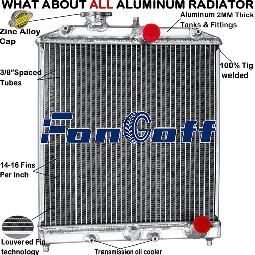 4 Rows Aluminum Radiator For 92-2000 Honda Civic EK EG SOL Integra DB ...
