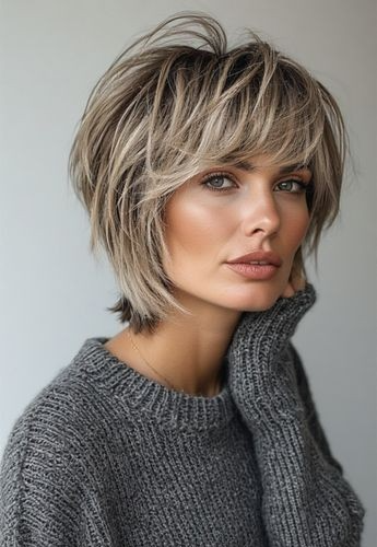 Balayage Ash Brown Dirty Blonde Highlight Pixie 100% Human Hair Lace ...