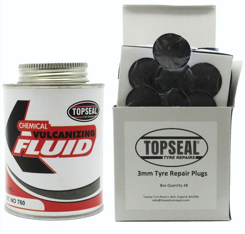 3mm Tyre Puncture Repair Combi Plug Patches Pack Of 48 & 250ml Tin Of ...