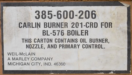 Carlin 201-CRD Oil Burner for BL-576 Boiler 385-600-206 | eBay