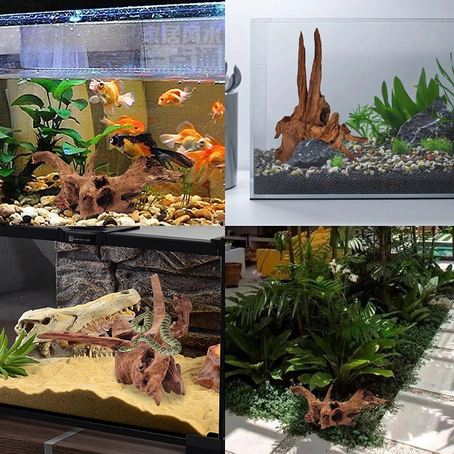 Natural Aquarium Driftwood Assorted Branches Fish Tank Decoration-3Pcs ...