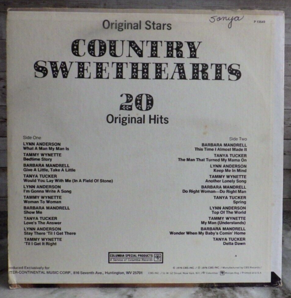 Country Sweethearts 20 Original Hits / Original Stars COLUMBIA P 13549 ...