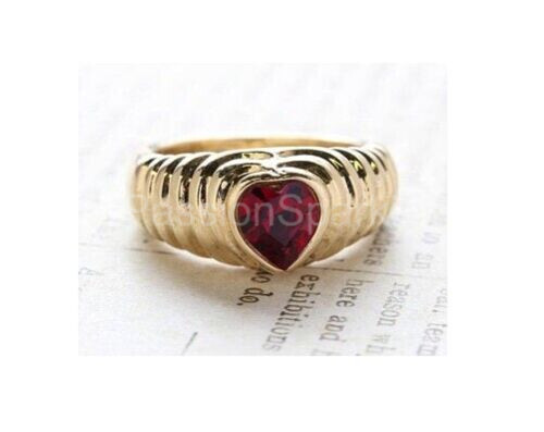 2ct Simulated Heart Pink Ruby Ring Stylish Inspired 14k Yellow Gold ...