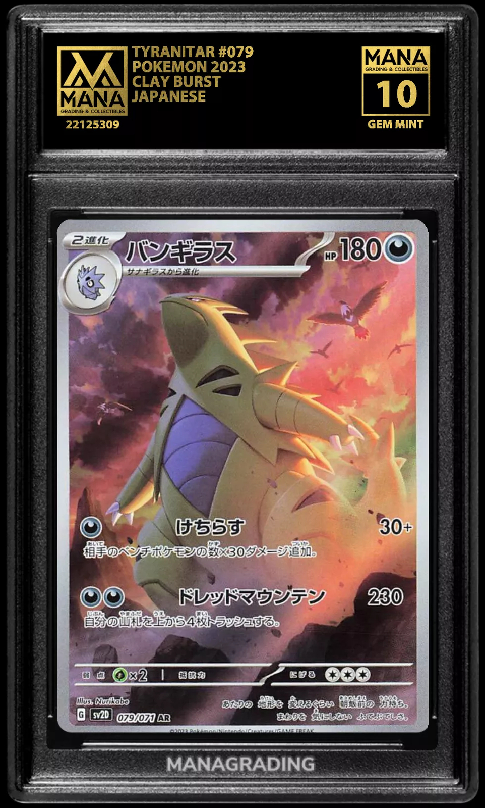 Pokemon TYRANITAR #079 CLAY BURST MANA 10 GEM MINT PSA 10 BGS -AI GRADE ...