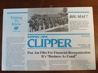 Near perfect Pan Am Clipper newspaper publication #10 vol 16 Dec 90-Jan ...