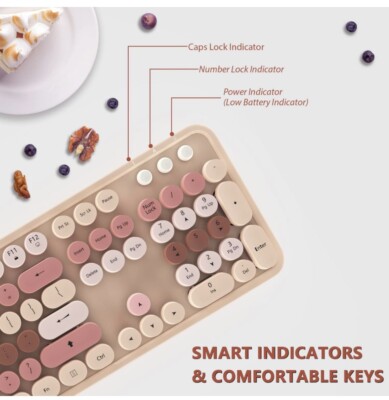 Letton Colorful Wireless Retro Keyboard And Mouse | eBay