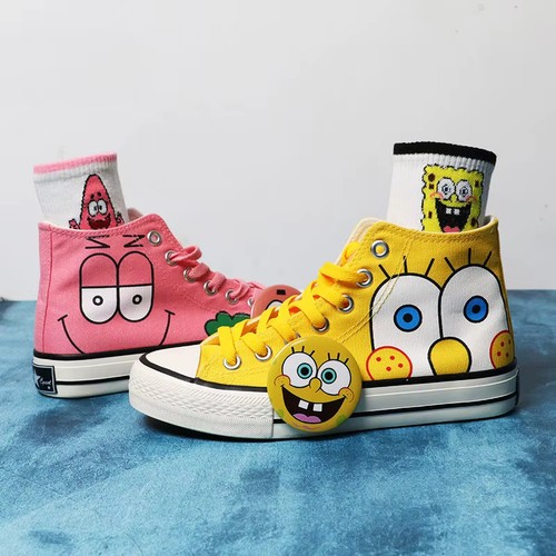 SpongeBob SquarePants High Top Canvas Shoes Cute Cartoon Street Girls ...