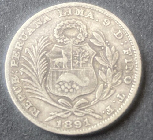 Peru Half 1/5 5to Sol Silver Coin 1891 Low Mintage Year | eBay