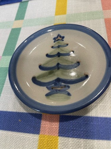 M.A.Hadley Flat Round Plate Featuring Green And Blue Christmas Tree ...