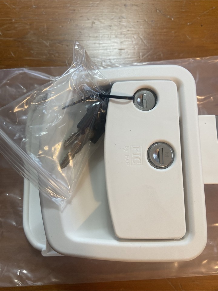 White Leonardo RV Camper Entry Door Lock W/Keys Fastec FIC LEO-WHT NEW ...