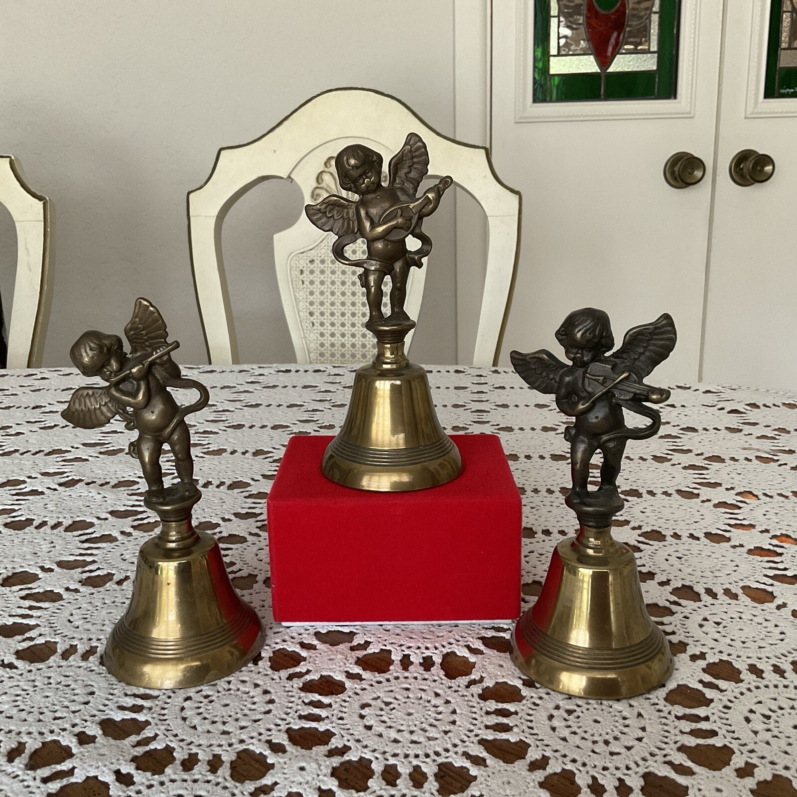 Vintage Brass Bells - Cherub/Angels Playing Violin, Flute And Banjo Set ...