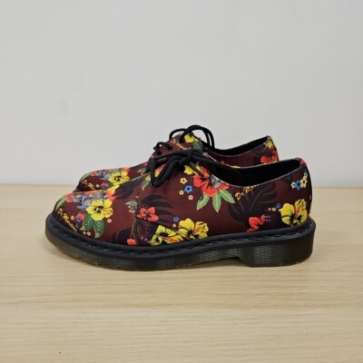 Dr Martens 1461 Lester Hawaiian Floral Skull Canva Oxford Vegan Shoes ...