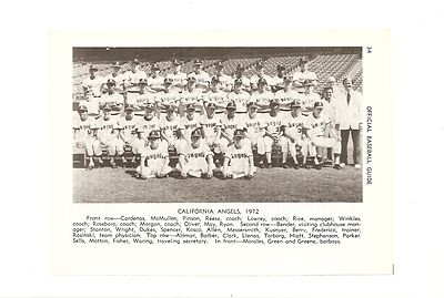 Angels 1972 Team Picture Nolan Ryan Vada Pinson Pee Wee Reese Johnny ...