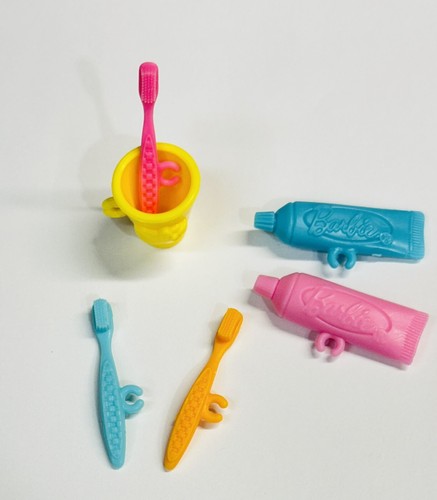 6 pc Barbie Doll Sized Toothbrush & Toothpaste Set Accessories Lot EUC ...