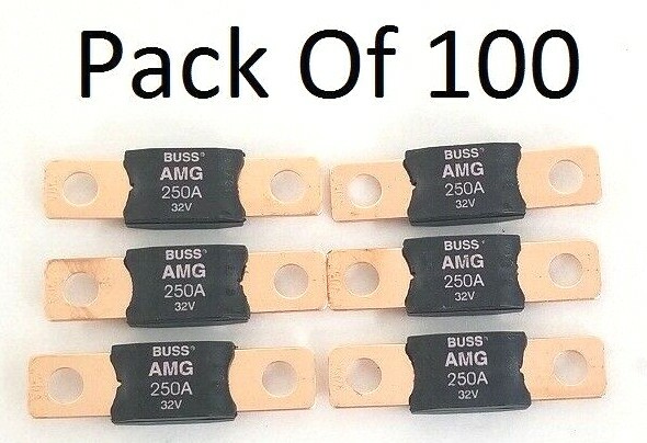 Pack Of 100 Cooper Bussman Buss BK-AMG-250 Fuses 250A 32V | eBay