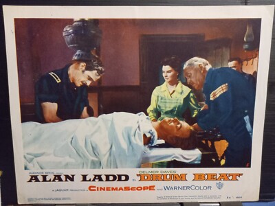 Lobby Card 1954 DRUM BEAT Alan Ladd injured Audrey Dalton Strother ...