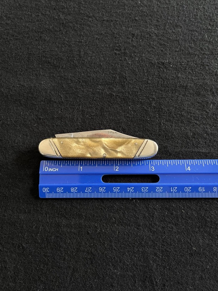 Vintage Queen 2 Blade equal end Jack Knife with Gold Swirl Celluloid ...