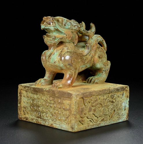 4.8" Chinese Dynasty Natural Crystal Carving Auspicious beast Seal ...