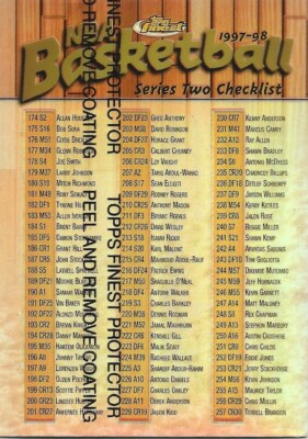 1997-98 Topps Finest Basketball Series Two Checklist #273 | eBay