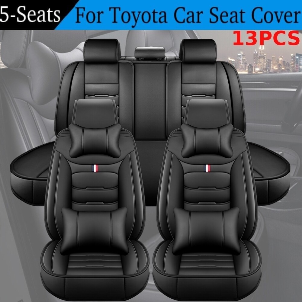 For Toyota Car 5 Seat Cover Full Set PU Leather Protector Pad with ...