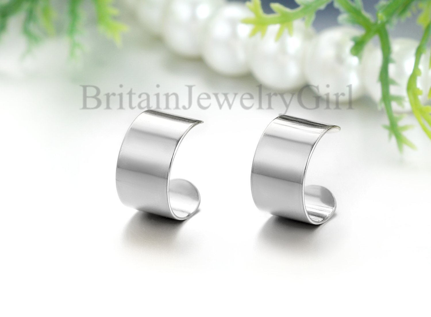 2-6pcs Men Women 6MM Wide Stainless Steel Ear Cuff Ear Clip Non ...