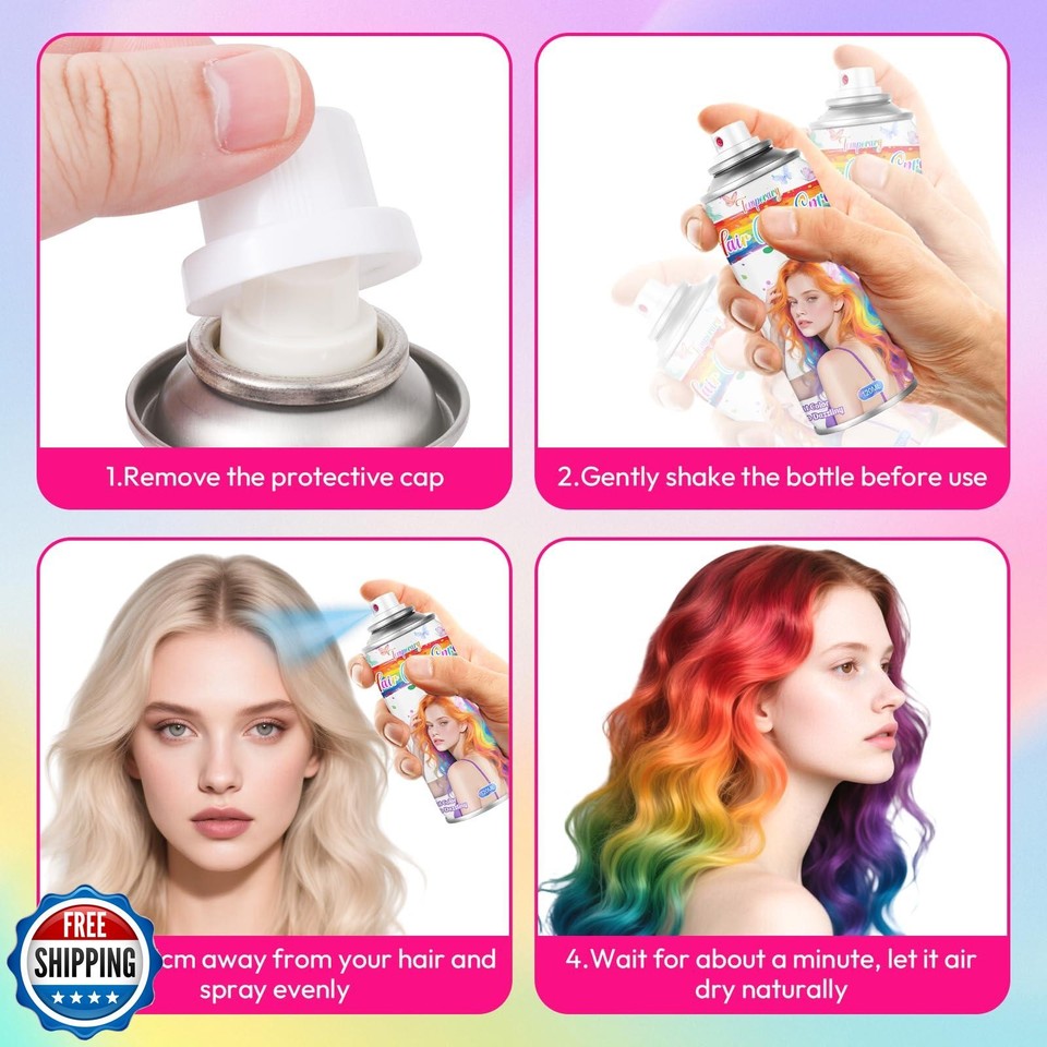 Grey Temporary Hair Color Spray for Kids and Women- Washable Root Touch ...