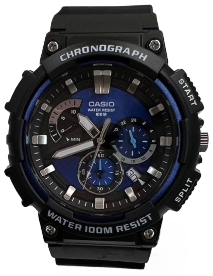 Casio 5490 MCW-200H Chronograph Black & Blue Analog Resin Sports Men's ...