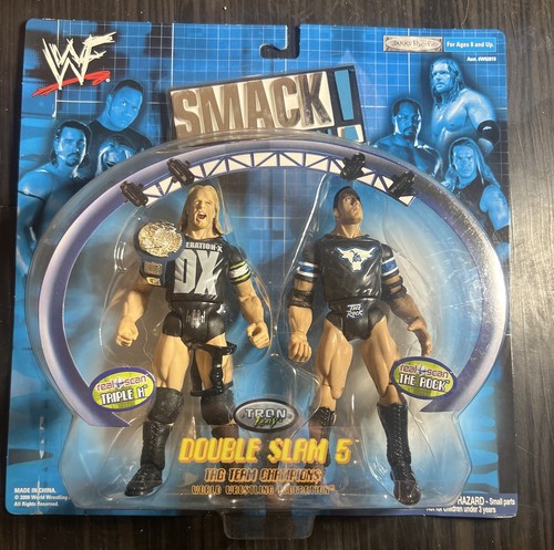 WWE WWF Jakks Double Slam 5 TRIPLE H & THE ROCK Tag Team Figures SEALED ...
