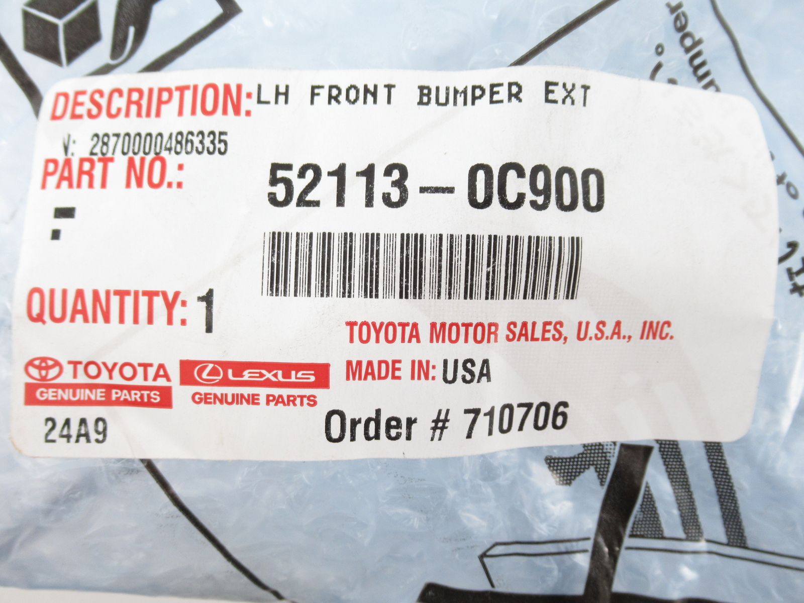 Genuine OEM Toyota 52113-0C900 Driver Front Bumper Flare Extension | eBay