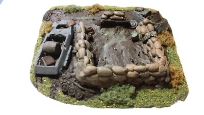 15MM OBJECTIVE MARKER Base with Damaged vehicles from WW2 Painted Use ...